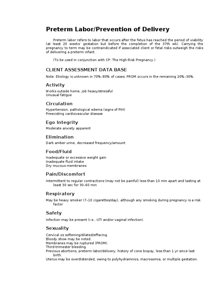 Preterm Labor - Prevention of Delivery | PDF | Childbirth | Preterm Birth