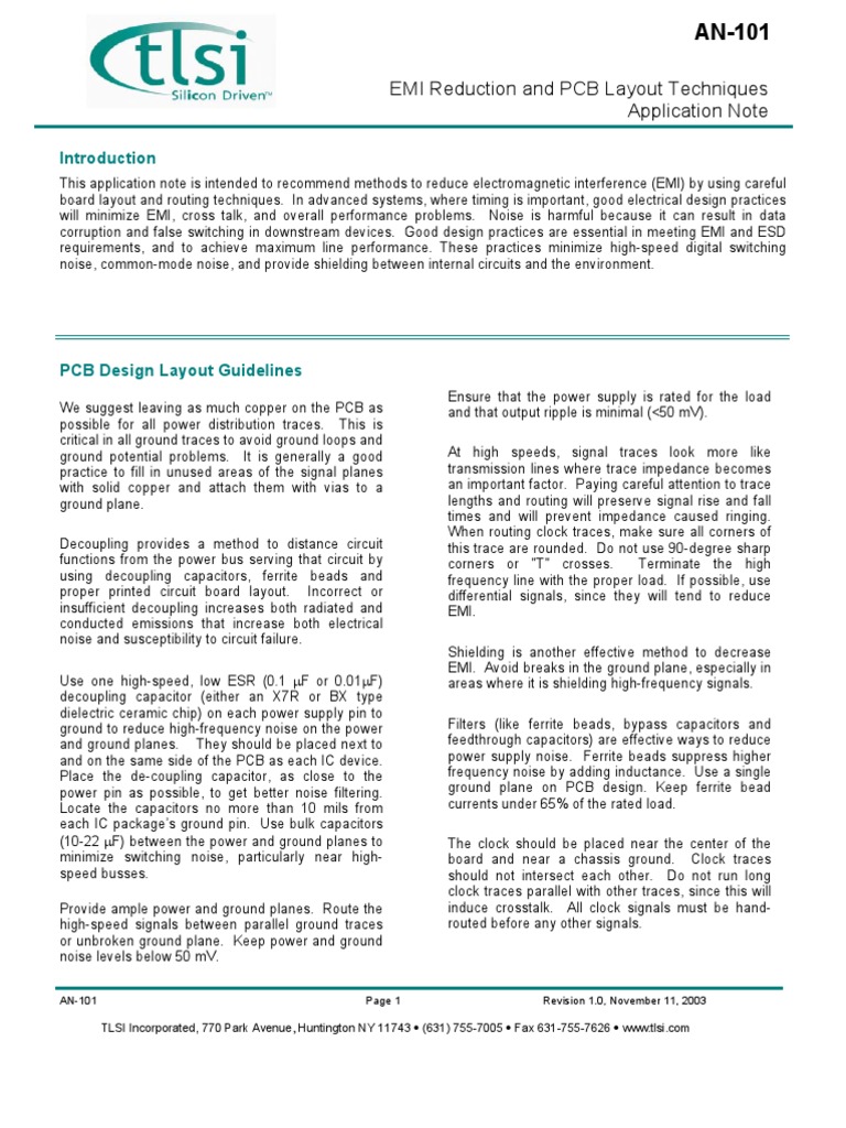 EMI Reduction and PCB Layout Techniques | Download Free PDF ...