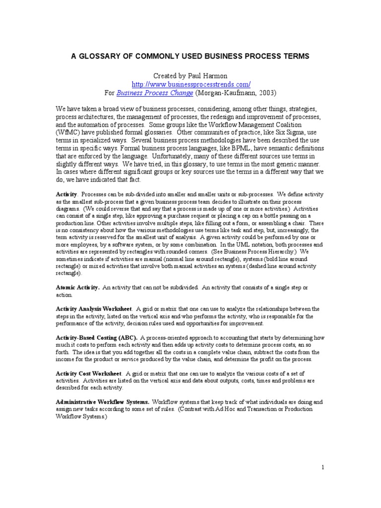 Glossary of Business Terms | PDF | Business Process | Business Process ...