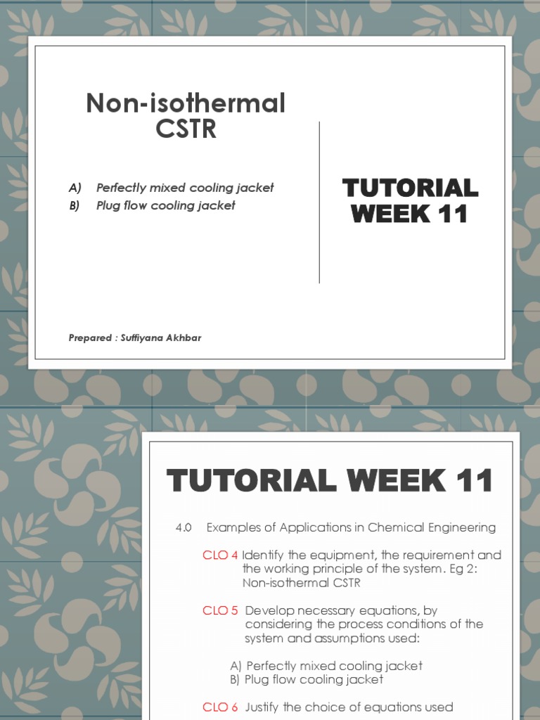 Tutorial Week 11 - Non-Isothermal CSTR - System AB | PDF | Chemical Reactor | Process Engineering
