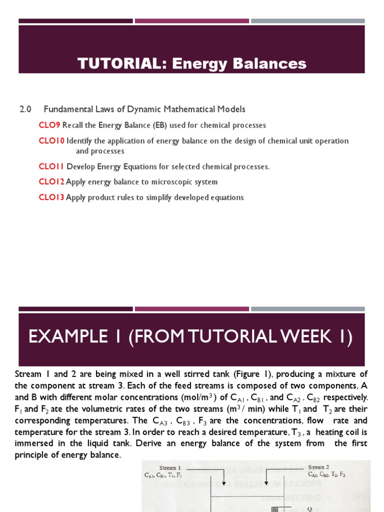 TUTORIAL Energy Balances | PDF
