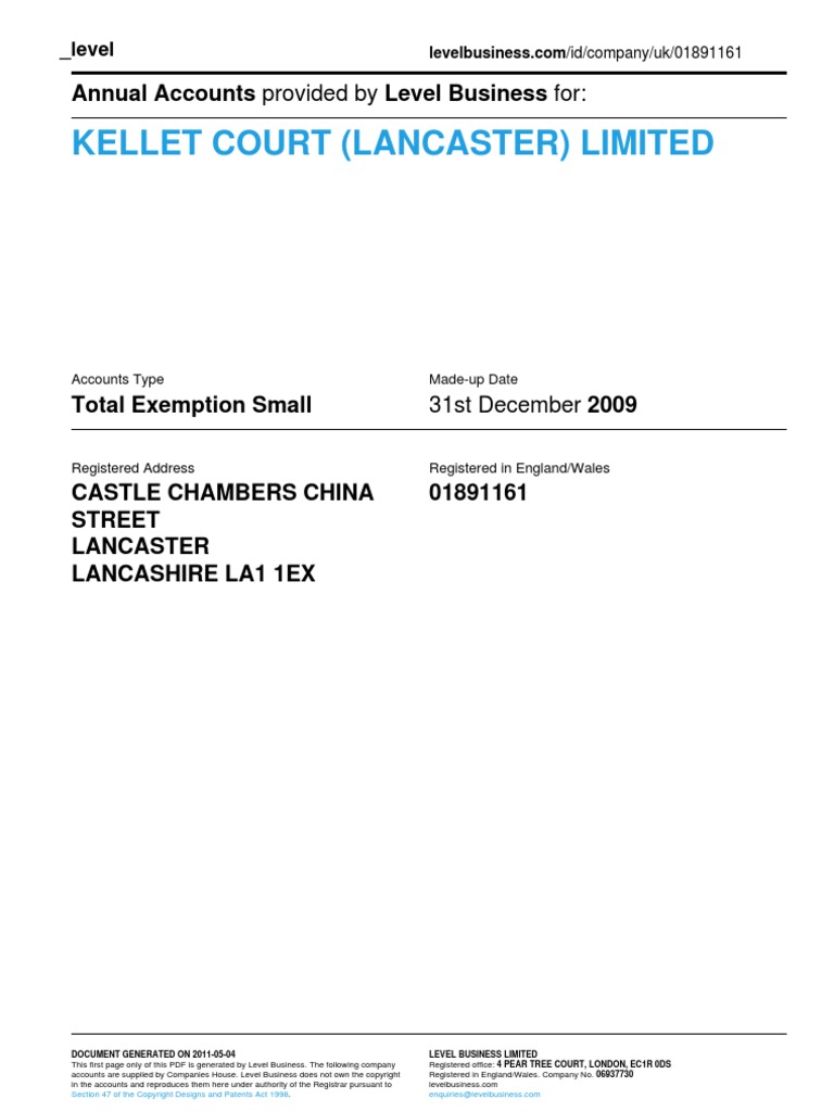 KELLET COURT (LANCASTER) LIMITED - Company Accounts From Level Business ...