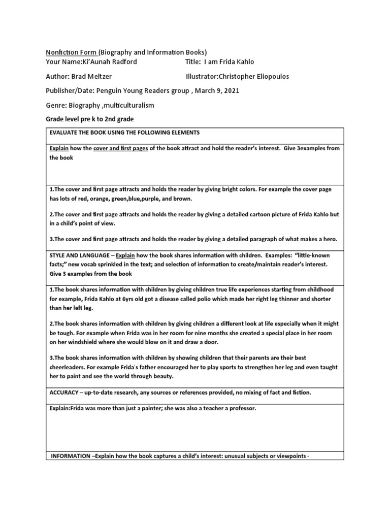 Frida Kahlo Form | PDF | Paintings