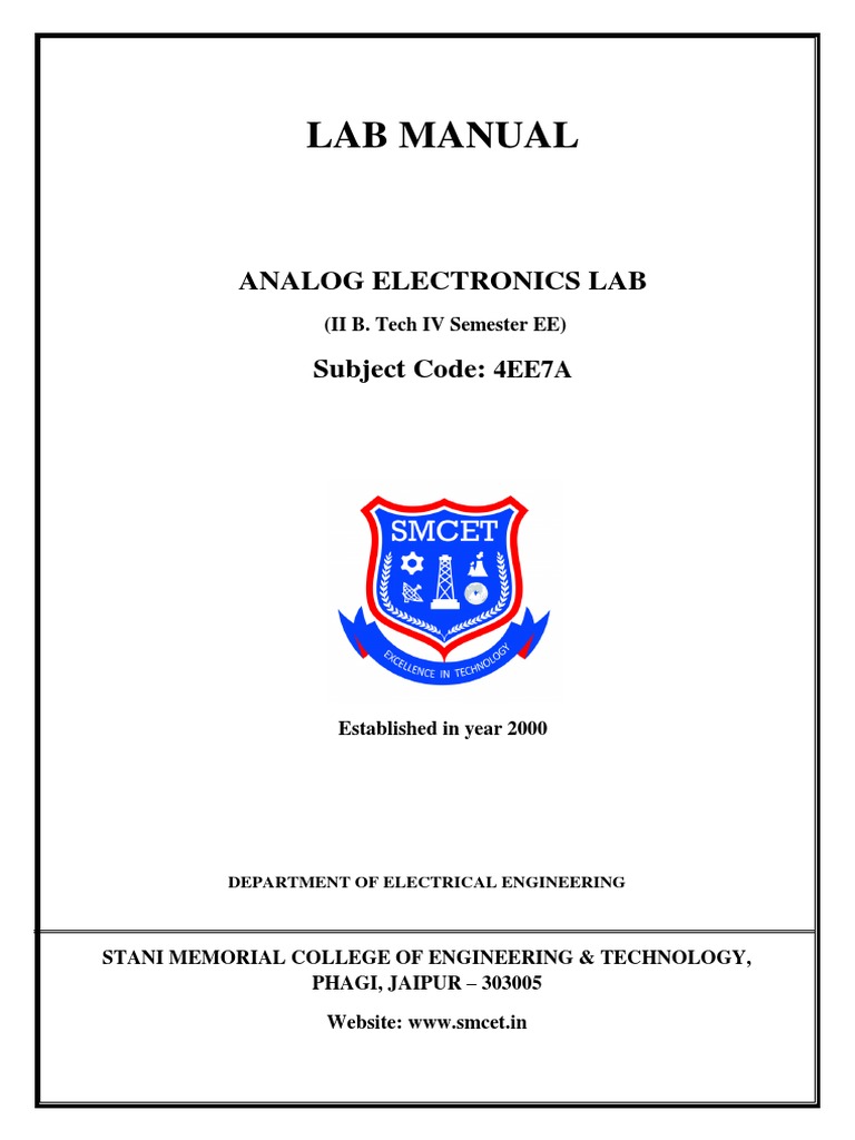 Analog Electronics Lab Manual | PDF | Field Effect Transistor | Amplifier