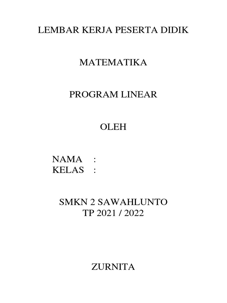 LKPD Program Linear | PDF