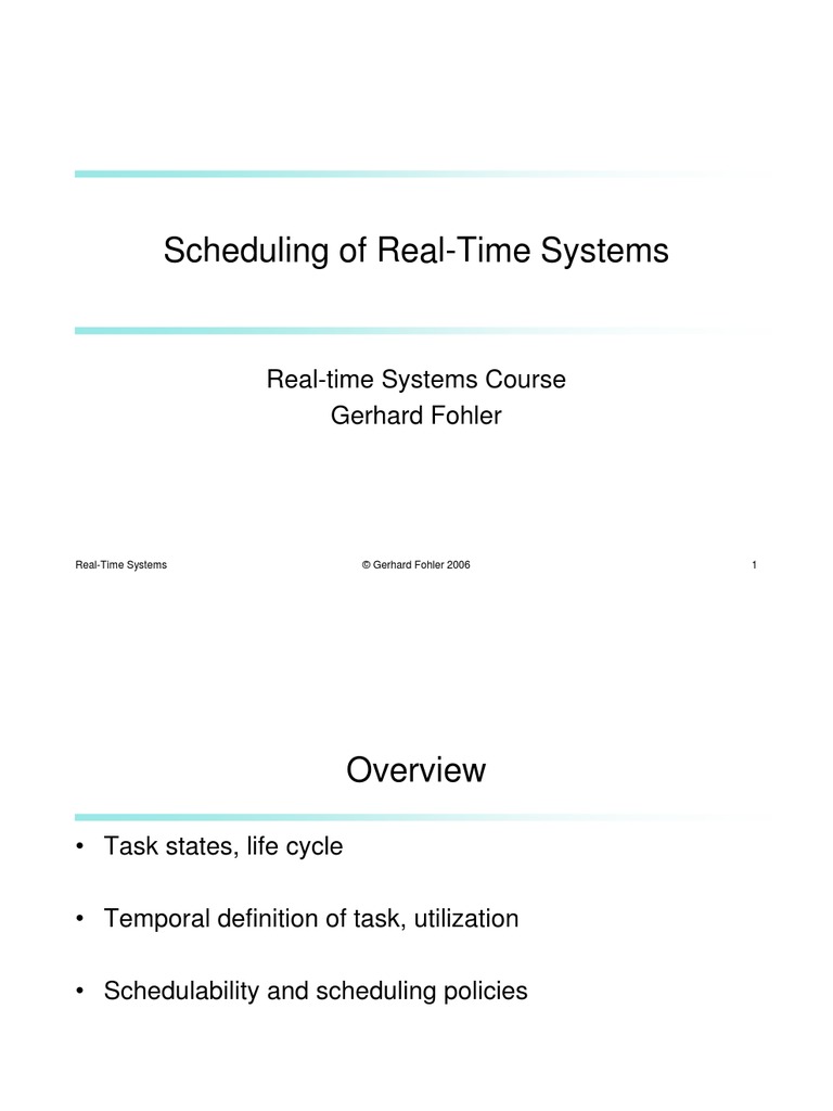 Scheduling of Real-Time Systems | PDF | Scheduling (Computing) | Real Time Computing