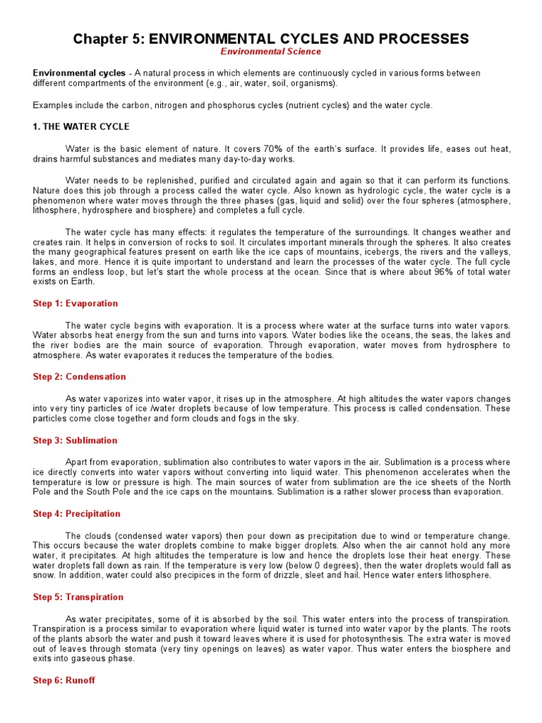 Chapter 5: Environmental Cycles and Processes | PDF | Oxygen | Water