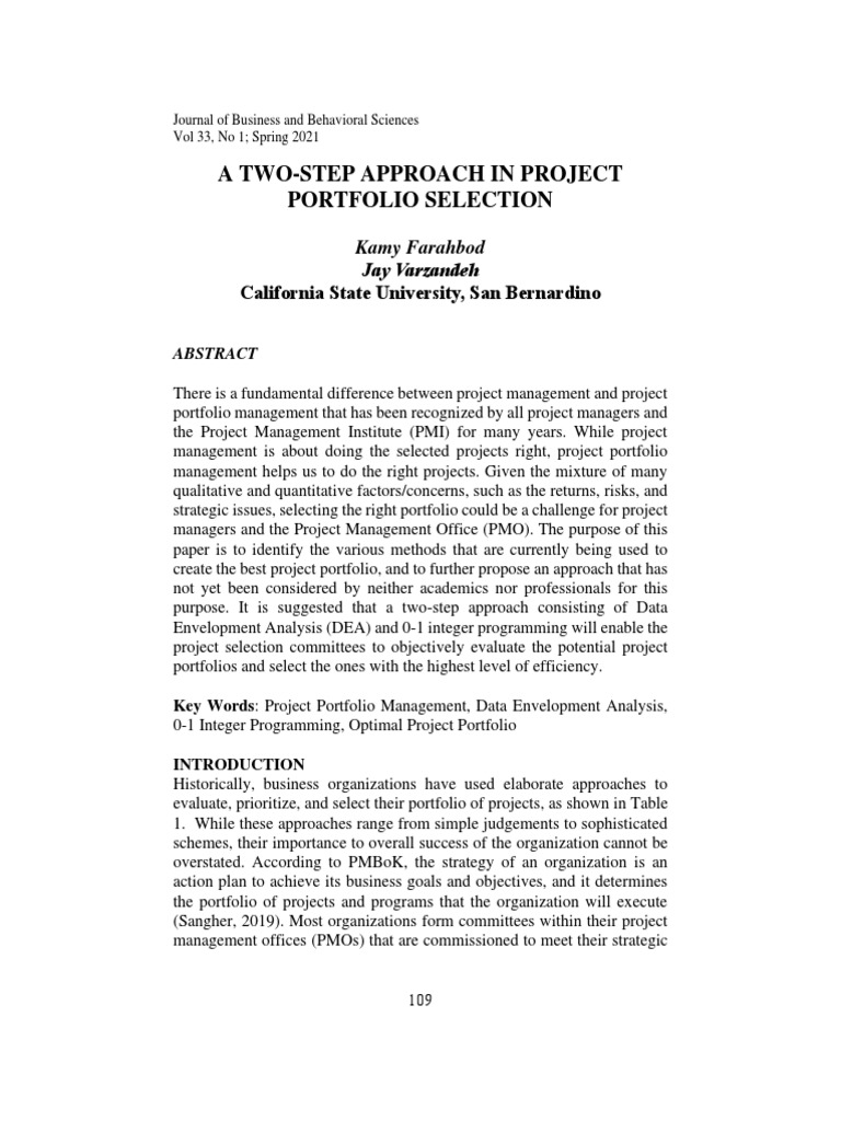 A Two-Step Approach in Project | PDF | Business