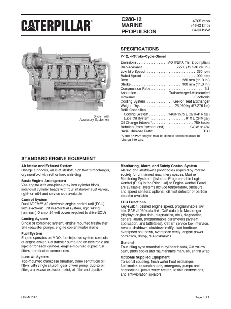 C280-12 3460kw Spec Sheet | PDF | Turbocharger | Engines