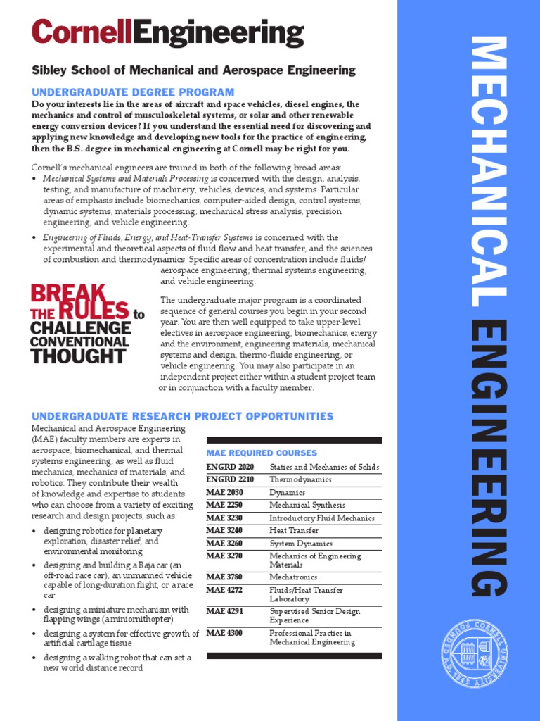 Cornell Mechanical Engineering Overview | PDF | Mechanical Engineering ...