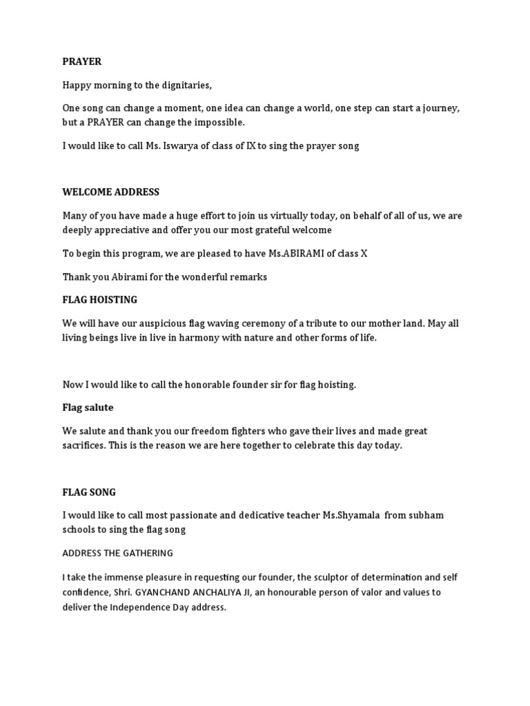 Independence Day Emcee | PDF