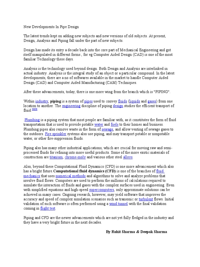 New Developments in Pipe Design | PDF | Computational Fluid Dynamics ...