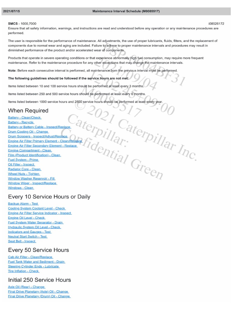 Maintenance Interval Schedule (M0085517) | PDF