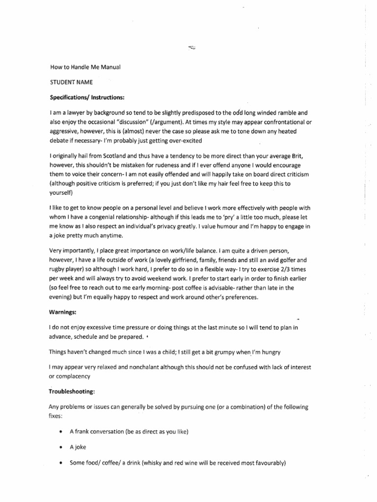 How To Handle Me Manual | PDF