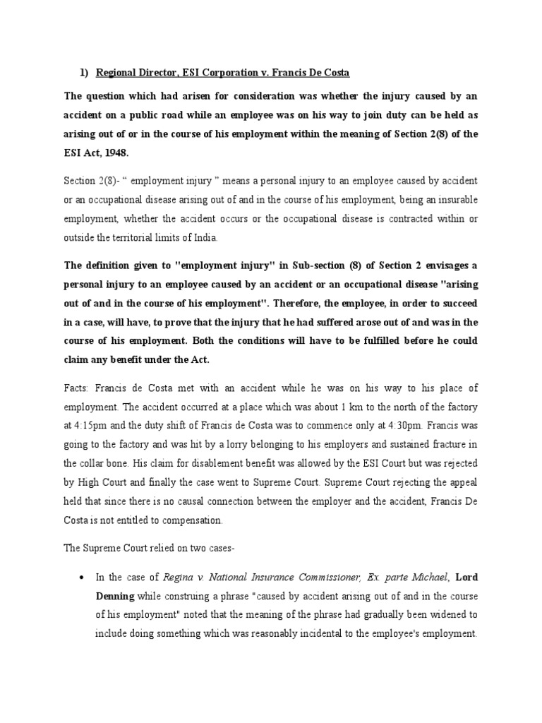 ESI Cases | PDF | Employment | Justice