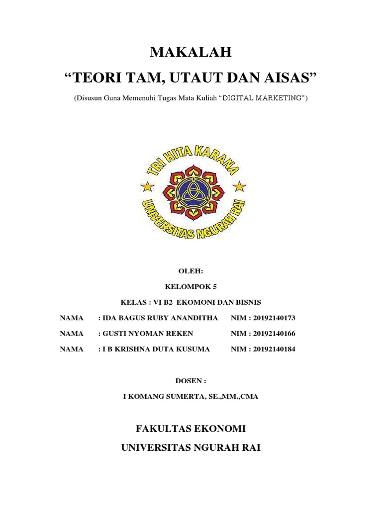 Makalah Kelompok 5 - Pengertian Teori TAM-UTAUT-AISAS | PDF