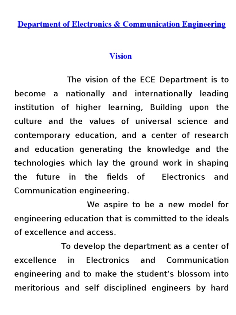 Vision & Mission of Ece Dept | PDF | Modulation | Analogue Electronics