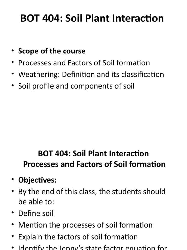 BOT 404 Lecture Slide 1 | PDF | Soil | Clay