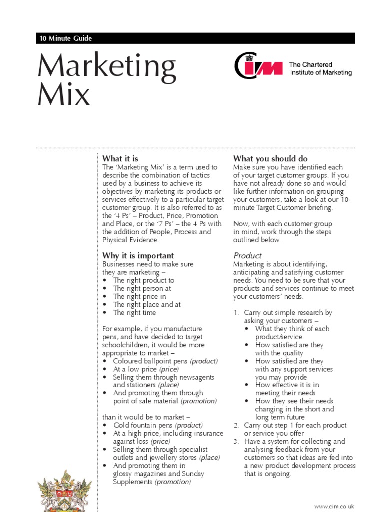 10-Minute Marketing Mix Guide | PDF | Retail | Marketing