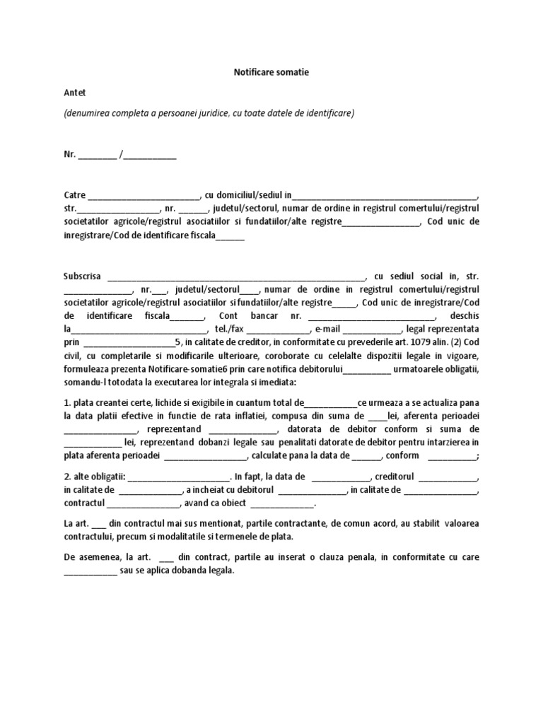 Model Somatie Plata - Word | PDF