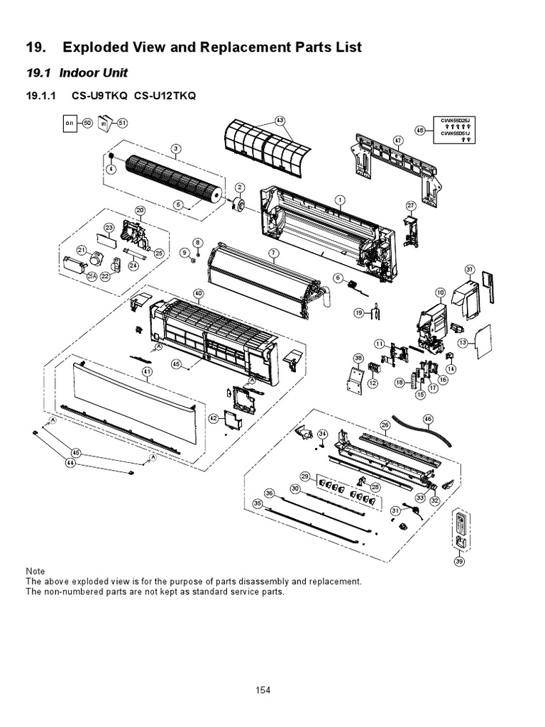 Exploded view and replacement parts list for indoor unit | PDF | Home ...