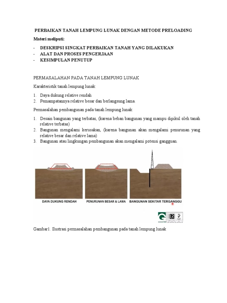 Perbaikan Tanah Lempung Lunak Dengan Metode Preloading | PDF