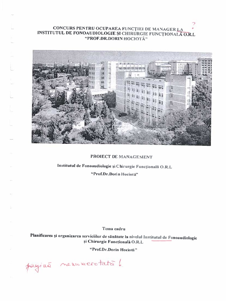 Proiect Management PTR Manager Spital - Castigator | PDF