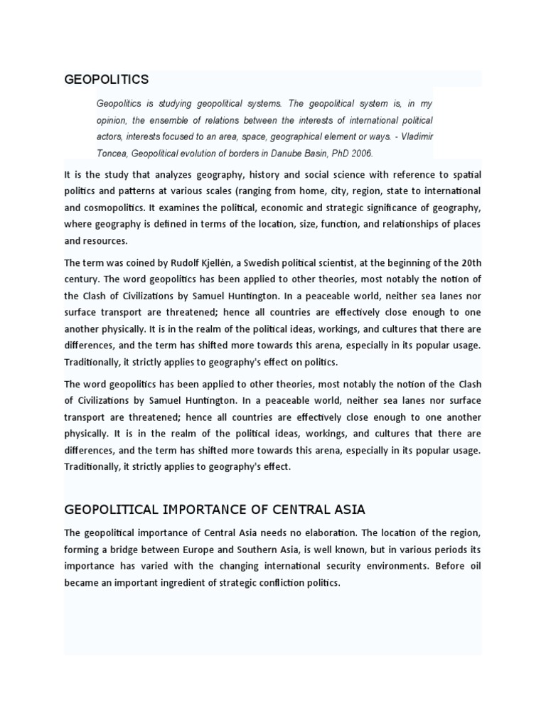 Geopolitics | PDF | Pakistan | Geopolitics