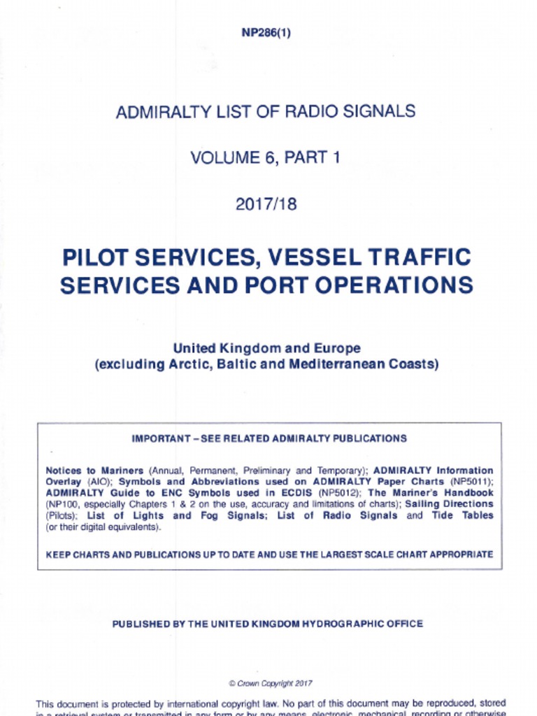 Admiralty List of Radio Signal Volume 6 Part 1 - 2017-2018 | PDF