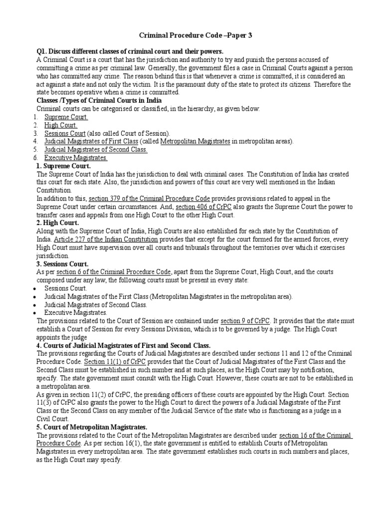 CRPC Question Answer2018-2017 | PDF | Magistrate | Criminal Procedure ...