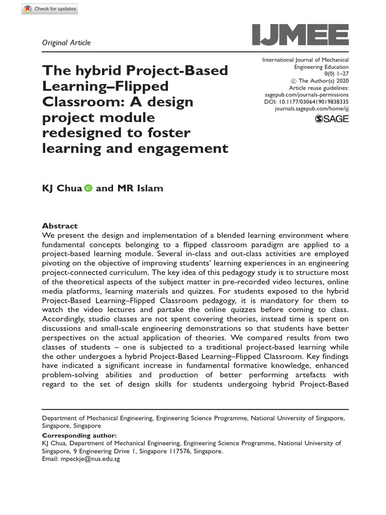 The Hybrid Project-Based Learning-Flipped Classroom: A Design Project Module Redesigned To ...