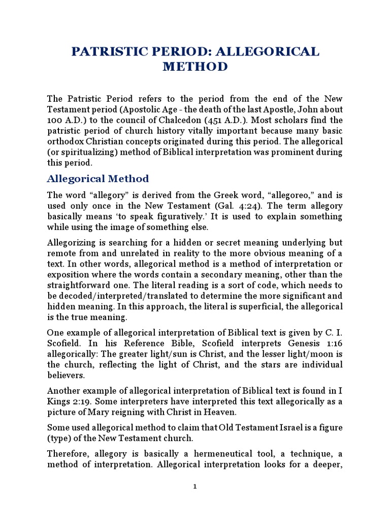 Patristic Period: Allegorical Method | PDF | Allegory | Bible