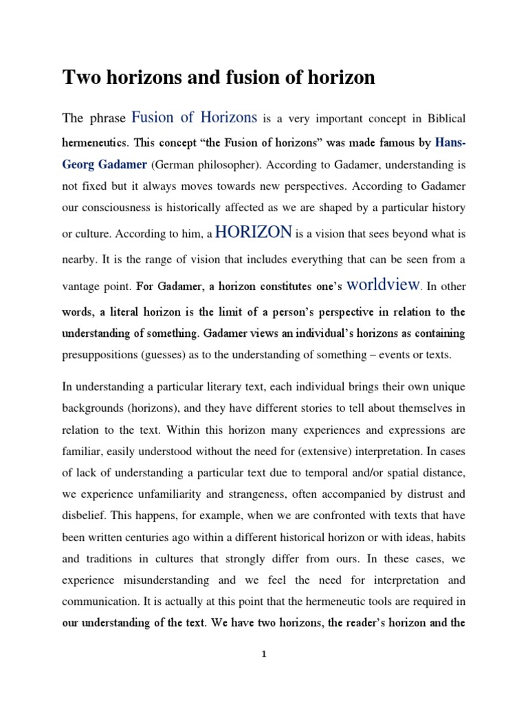 Two Horizons and Fusion of Horizon | PDF | Translations | Hermeneutics
