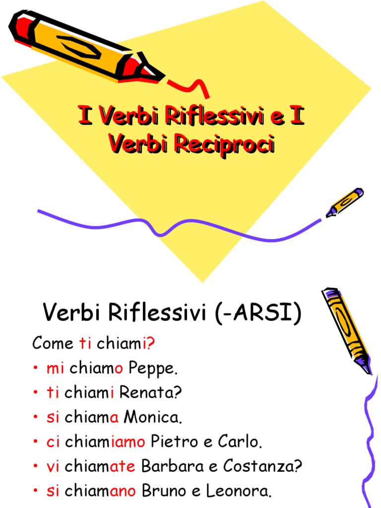 I Verbi Riflessivi e I Verbi Reciproci | PDF