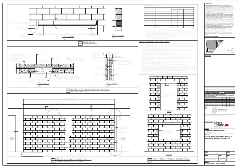 St-006 - Block Wall Restraint Details and Lintel Schedule Sheet-1 | PDF ...