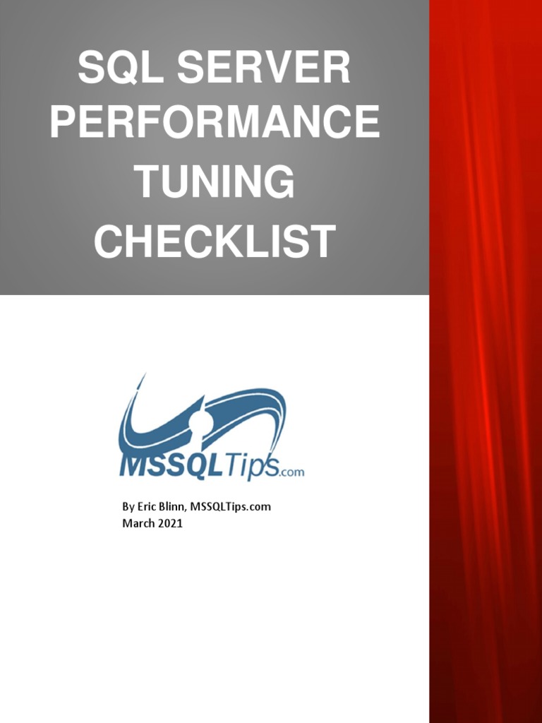 Belajar SQL SQL Server Performance Tuning Checklist 20210316 | PDF | Microsoft Sql Server ...