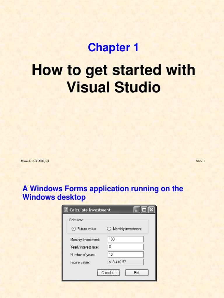 Chapter 01 Slides | PDF | Microsoft Visual Studio | C Sharp ...