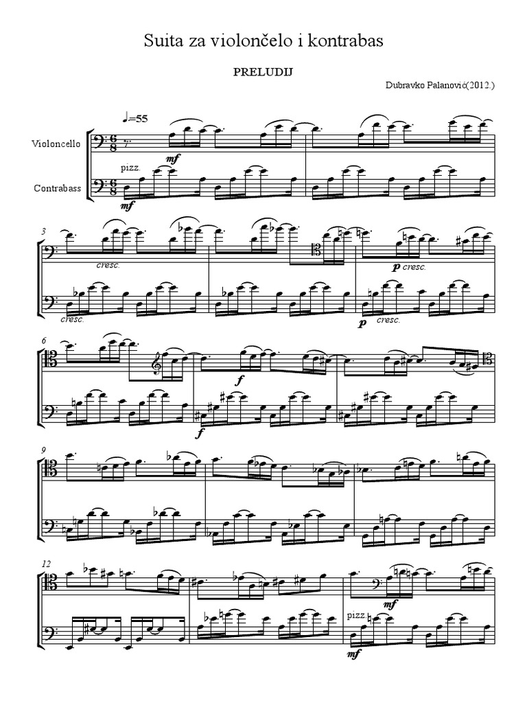 Suita Za Violončelo I Kontrabas | PDF | Common Practice Period | Baroque
