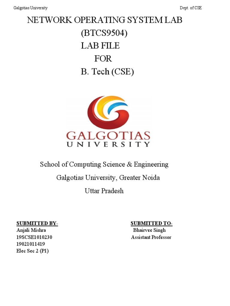 Galgotias University Network Operating System Lab File | PDF | Computer File | Directory (Computing)