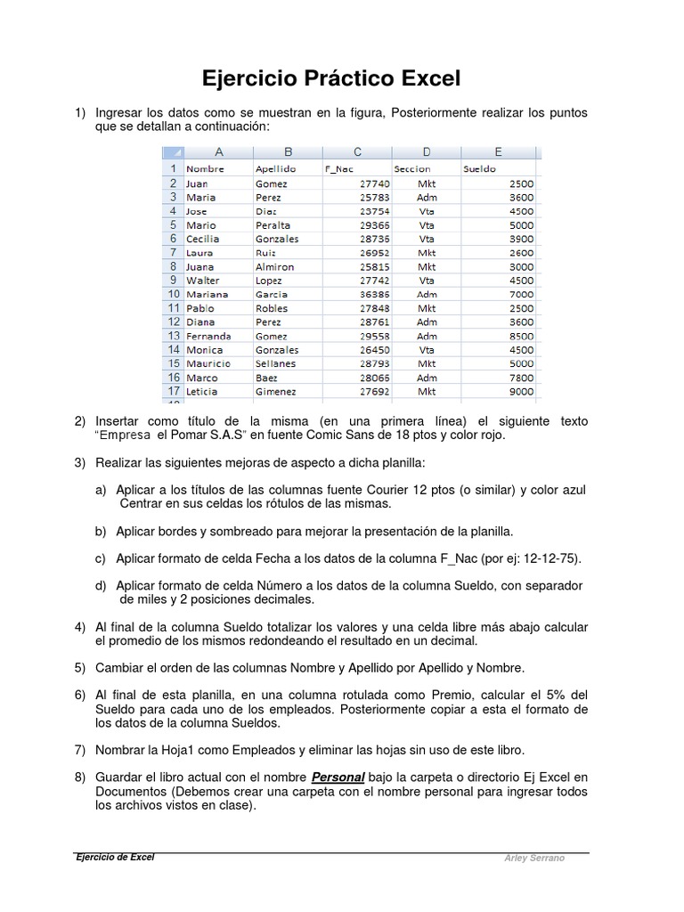 Ejercico Practico Excel | PDF | Crecimiento personal y profesional | Métodos y materiales de ...