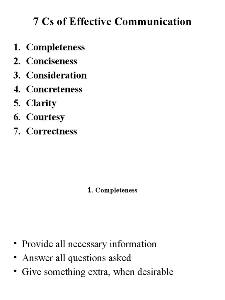7 Cs of Effective Communication | PDF | Cognitive Science