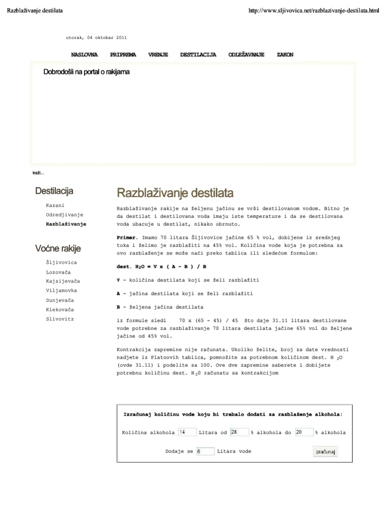 Razblazivanje Rakije Vodom | PDF