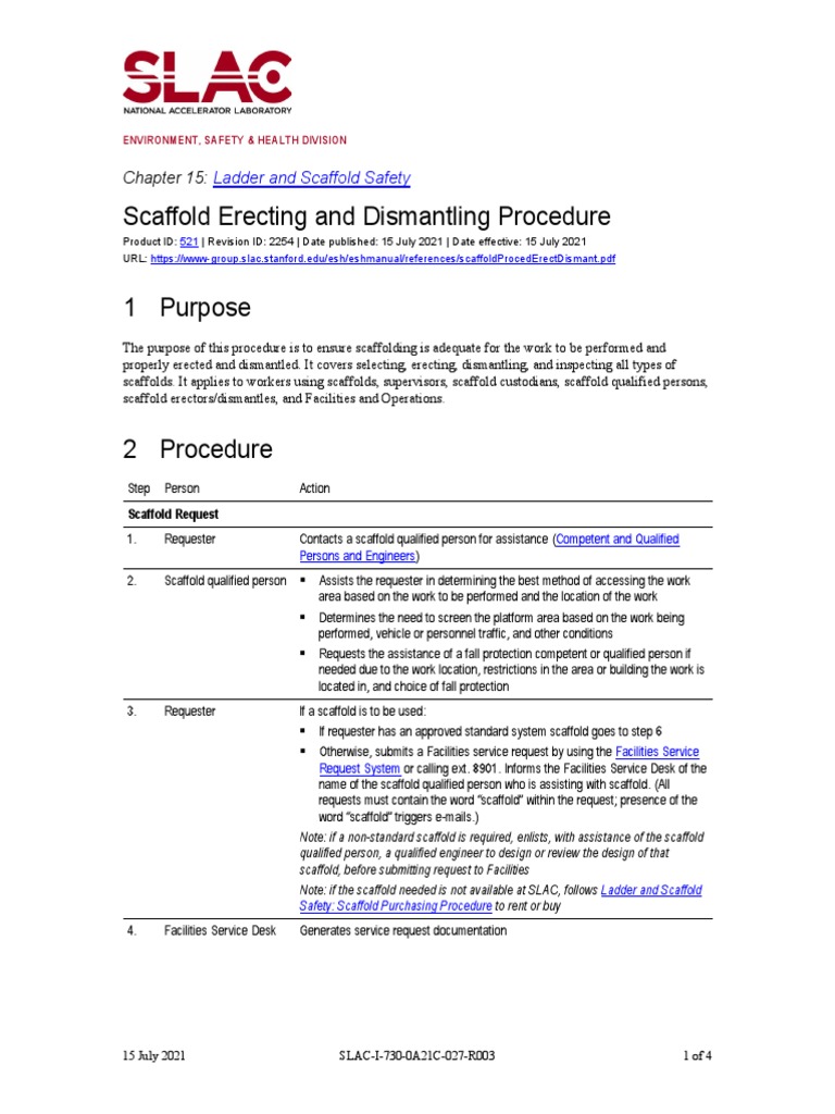 Scaffold Erecting and Dismantling Guide | PDF | Scaffolding | Safety