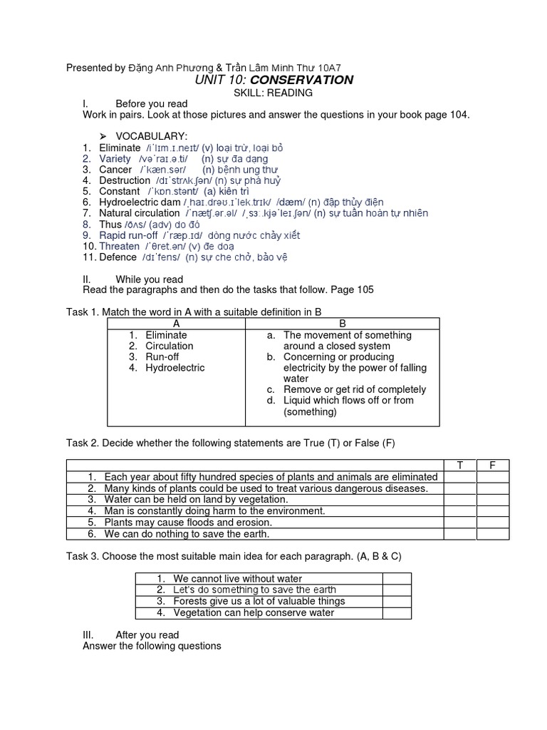 Handout Unit 10 Reading | PDF | Nature | Natural Environment