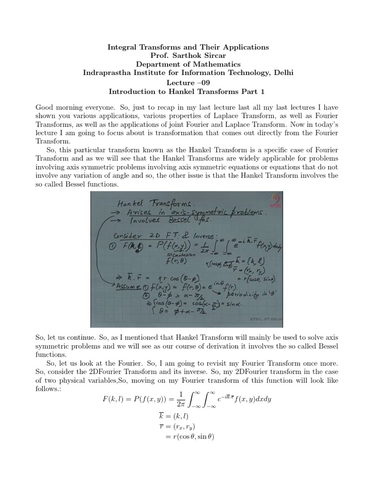 Introduction To Hankel Transforms Part 1 | PDF | Fourier Transform ...