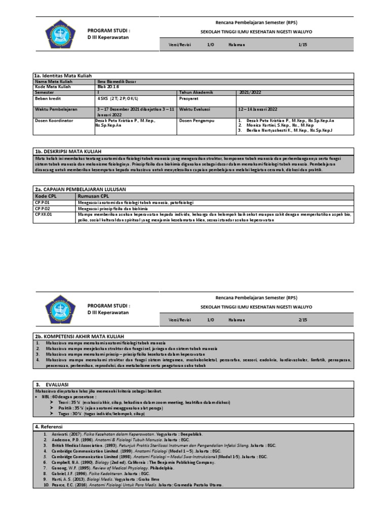 RPS, Kelompok, Panduan Tugas Ilmu Biomedik Dasar 2021-2022 | PDF