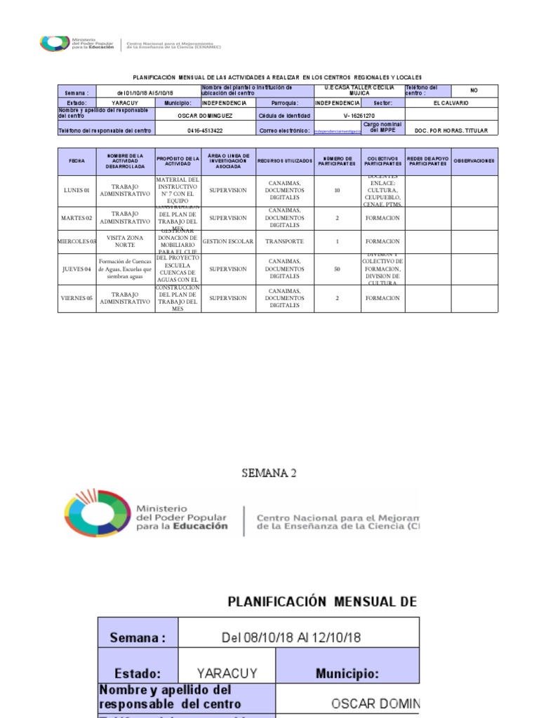 Formato de Planificacion Mensual | PDF