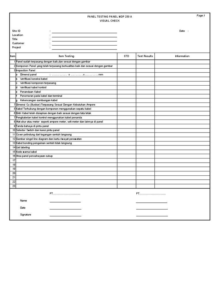 FAT Form Panel MDP | PDF