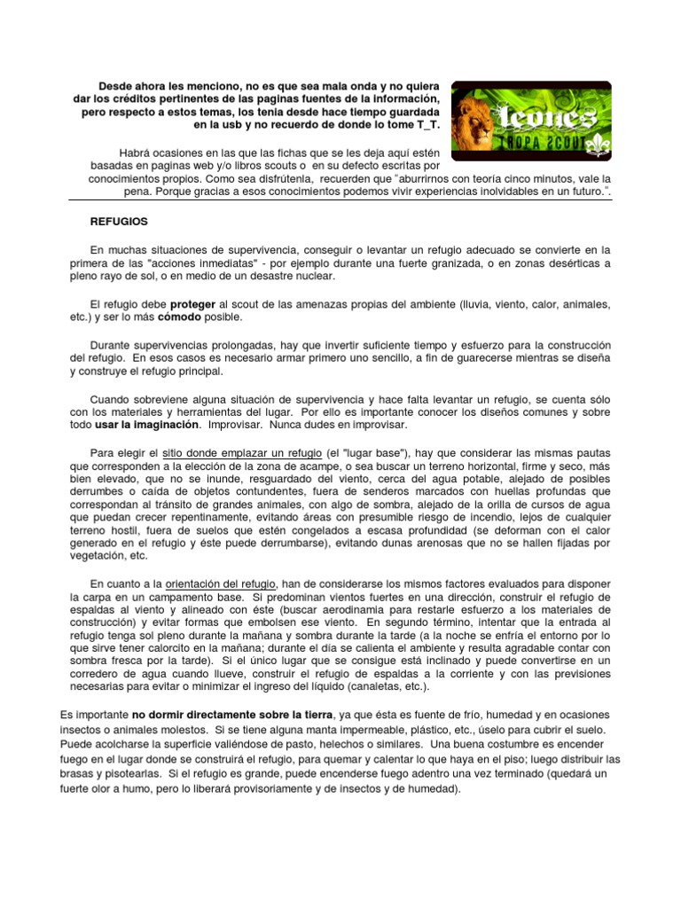 Construcción de Refugios Scouts | PDF | Brújula | Geografía