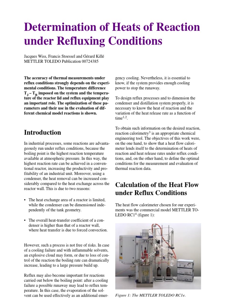 Optimization of Thermal Reaction Measurements Under Reflux Conditions ...